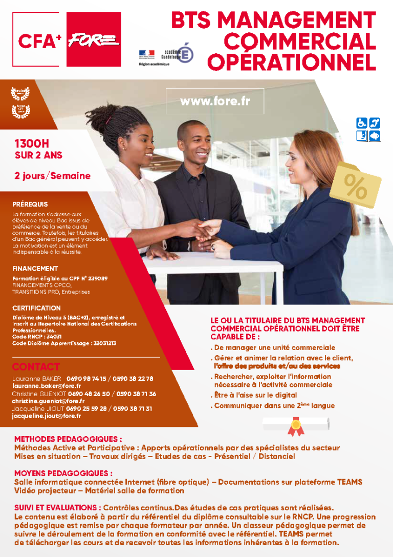 BTS MANAGEMENT COMMERCIAL OPÉRATIONNEL - CFA+FORE