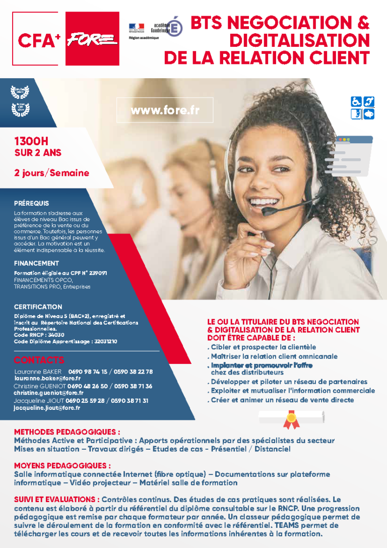 BTS NÉGOCIATION & DIGITALISATION DE LA RELATION CLIENT - CFA+FORE