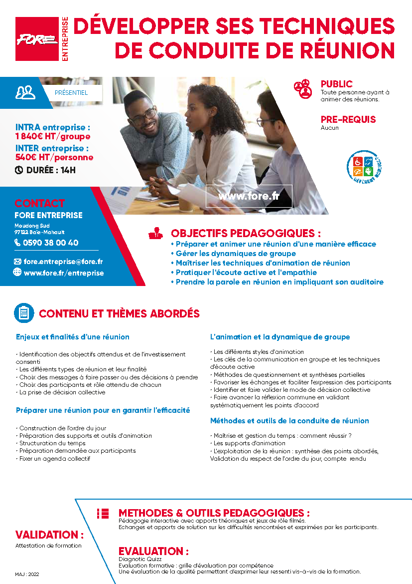 DÉVELOPPER SES TECHNIQUES DE CONDUITE DE RÉUNION – Fore Entreprise ...