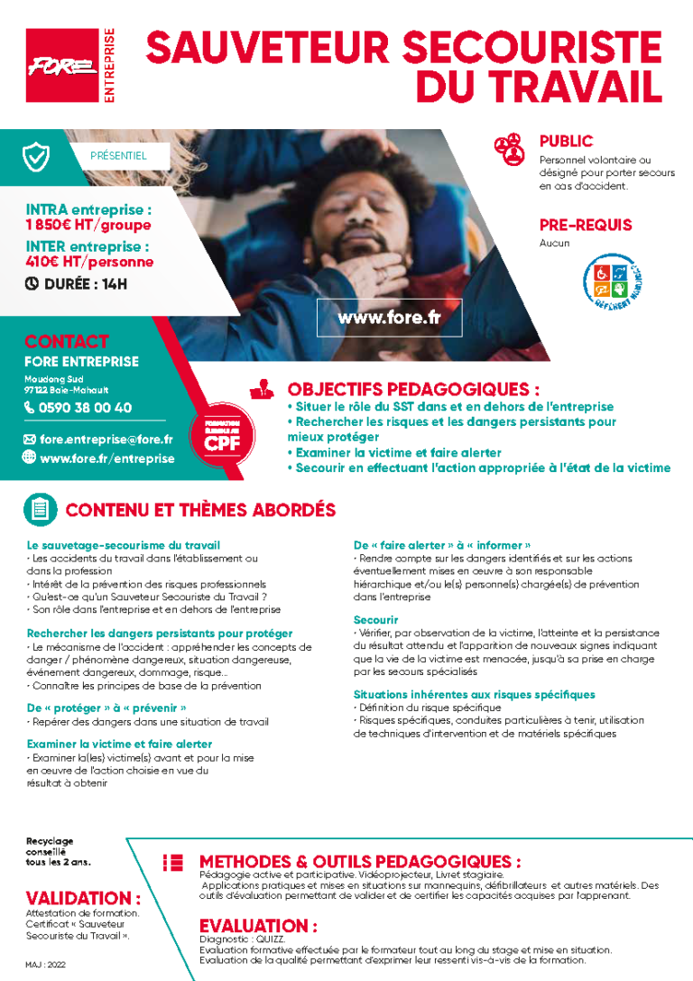 SAUVETEUR SECOURISTE DU TRAVAIL – Fore Entreprise – Formations ...