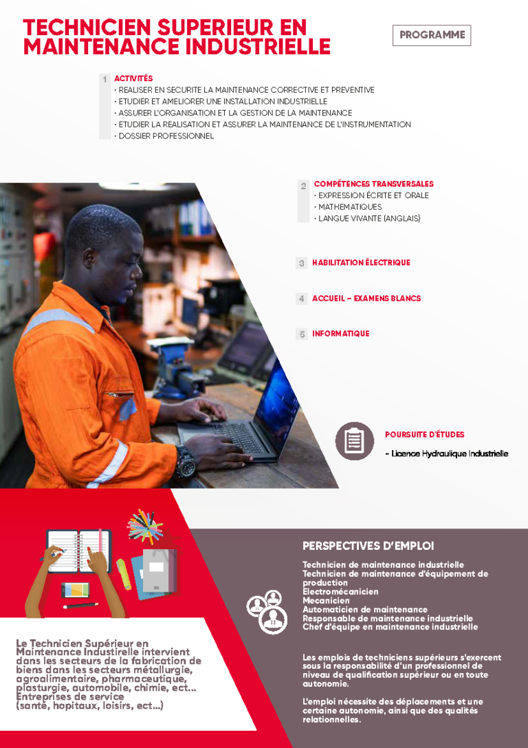 TECHNICIEN SUPÉRIEUR EN MAINTENANCE INDUSTRIELLE