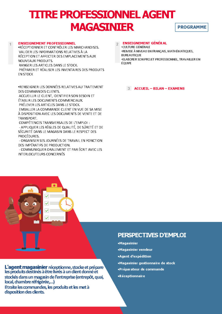 TITRE PROFESSIONNEL AGENT MAGASINIER - Formations Fore Martinique