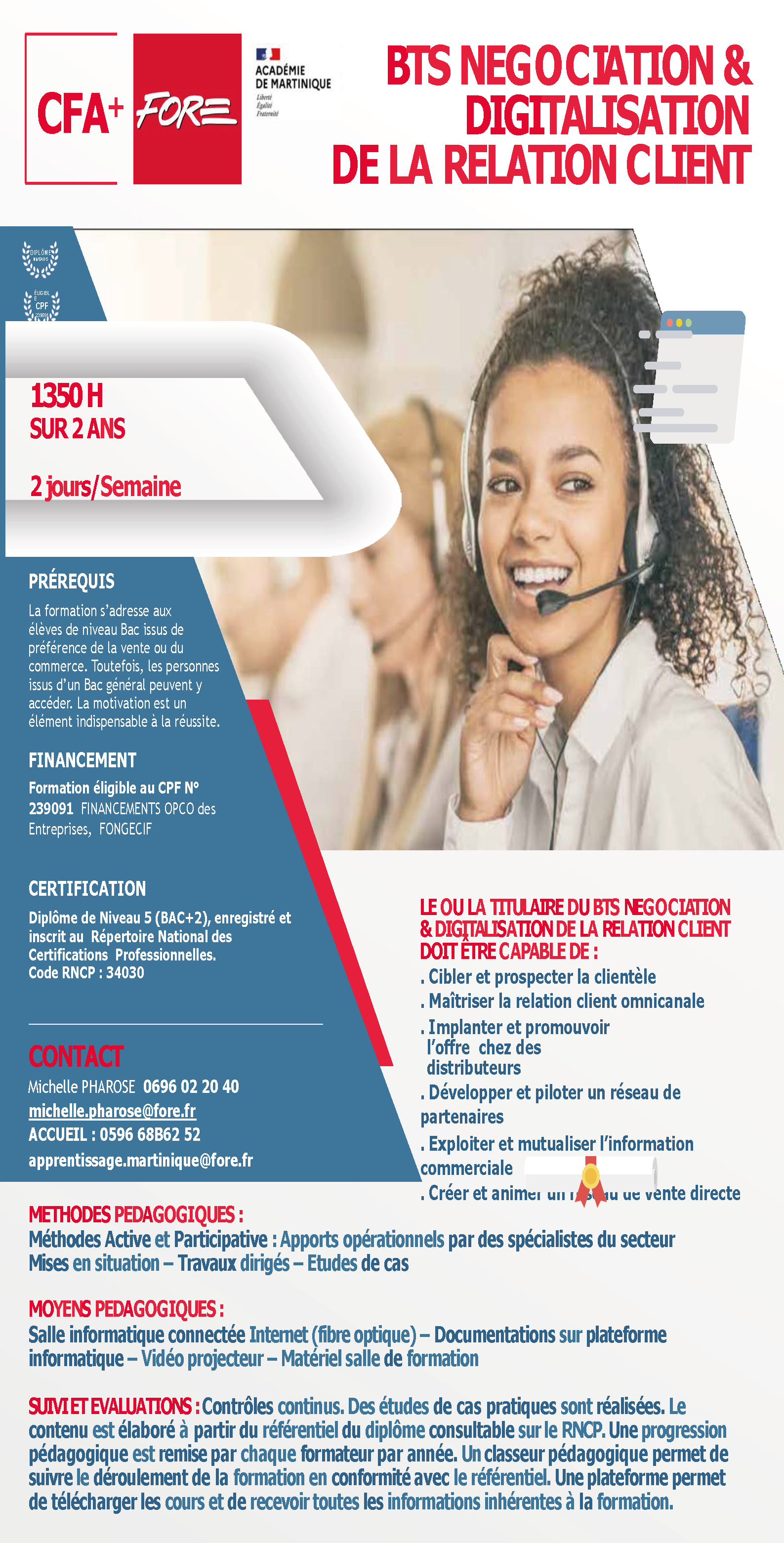 BTS NÉGOCIATION & DIGITALISATION DE LA RELATION CLIENT - Formations Fore Martinique